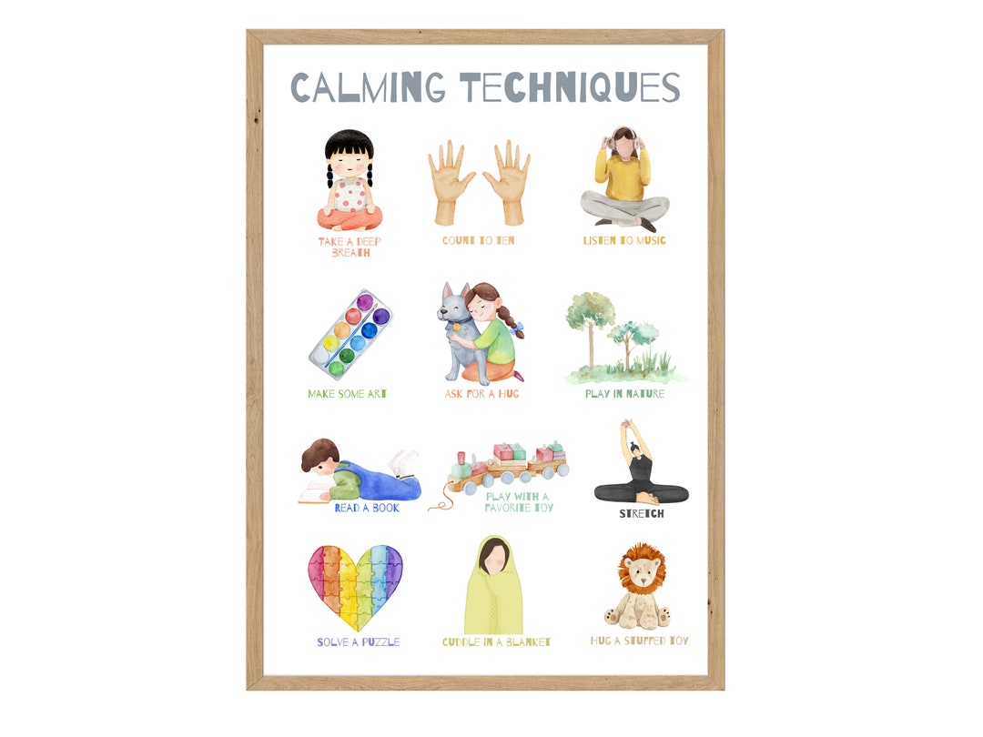 Feelings Emotions Calming Techniques Poster Decor Children Emotional ...