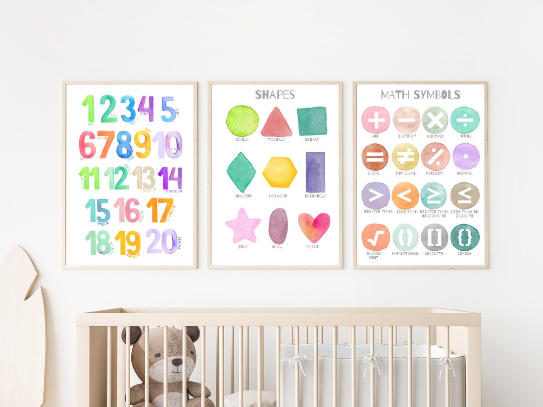 Mathematics Posters for Children: Nursery Classroom Decor (set of 9) - Etsy
