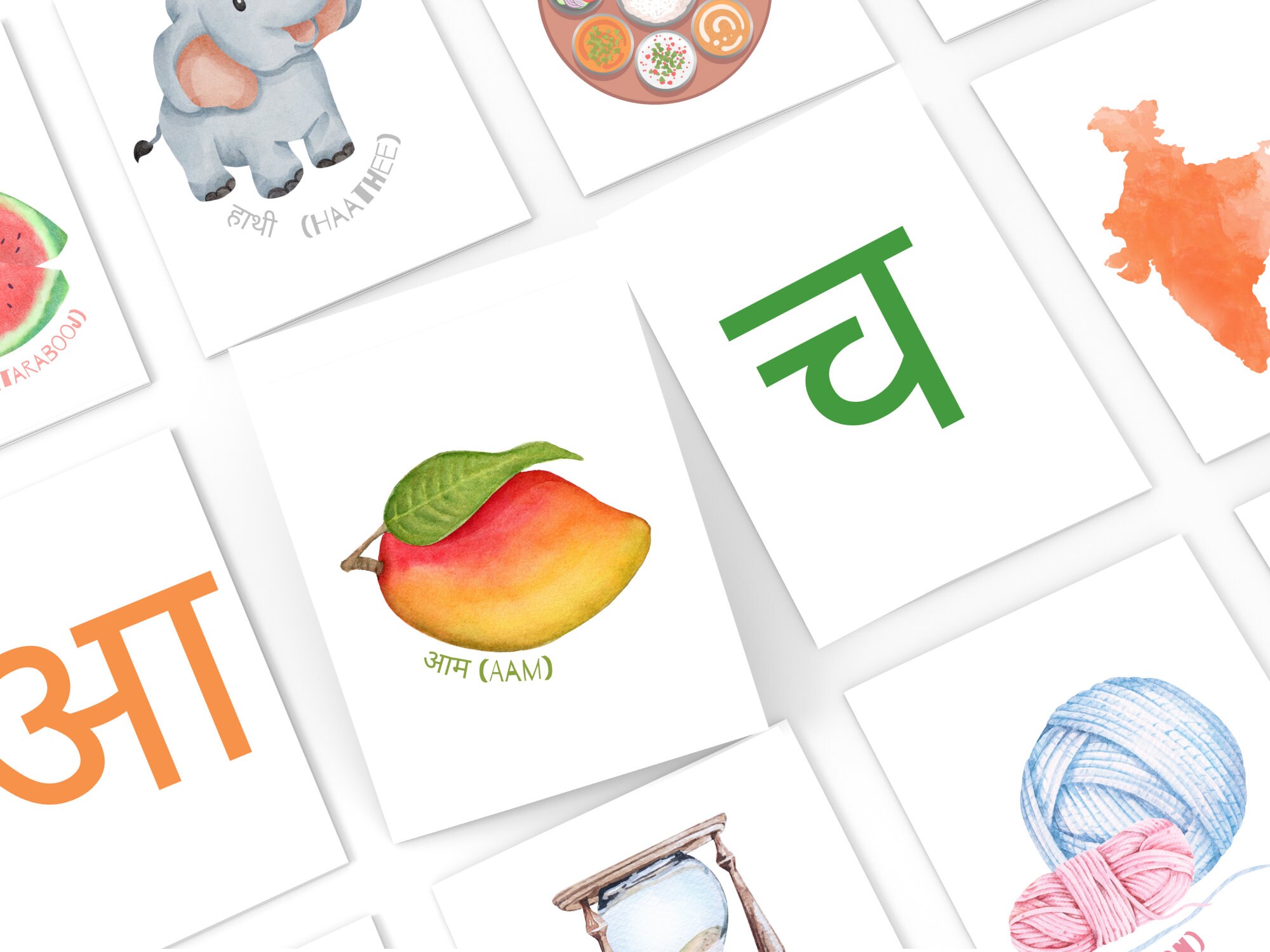 Poster Flashcard Hindi Language Teach Children India Birthday Gift ...