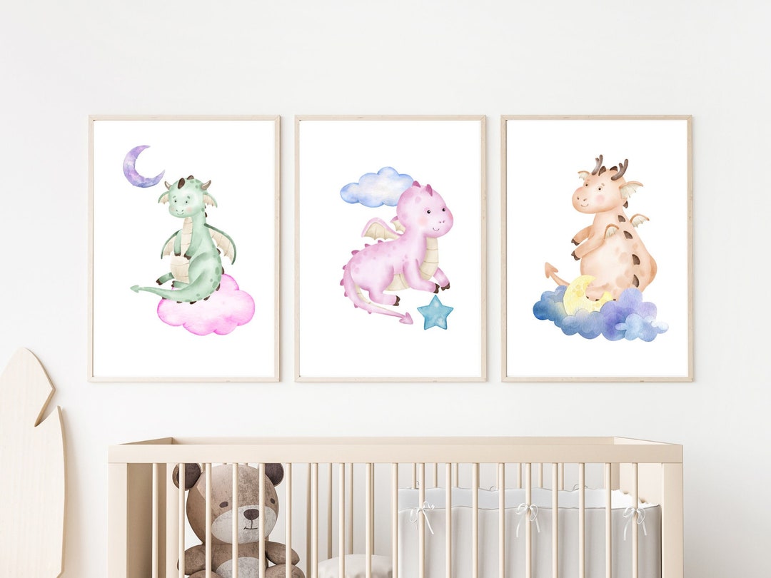 Nursery Decor Dragon Poster Children Education Fantasy Classroom ...