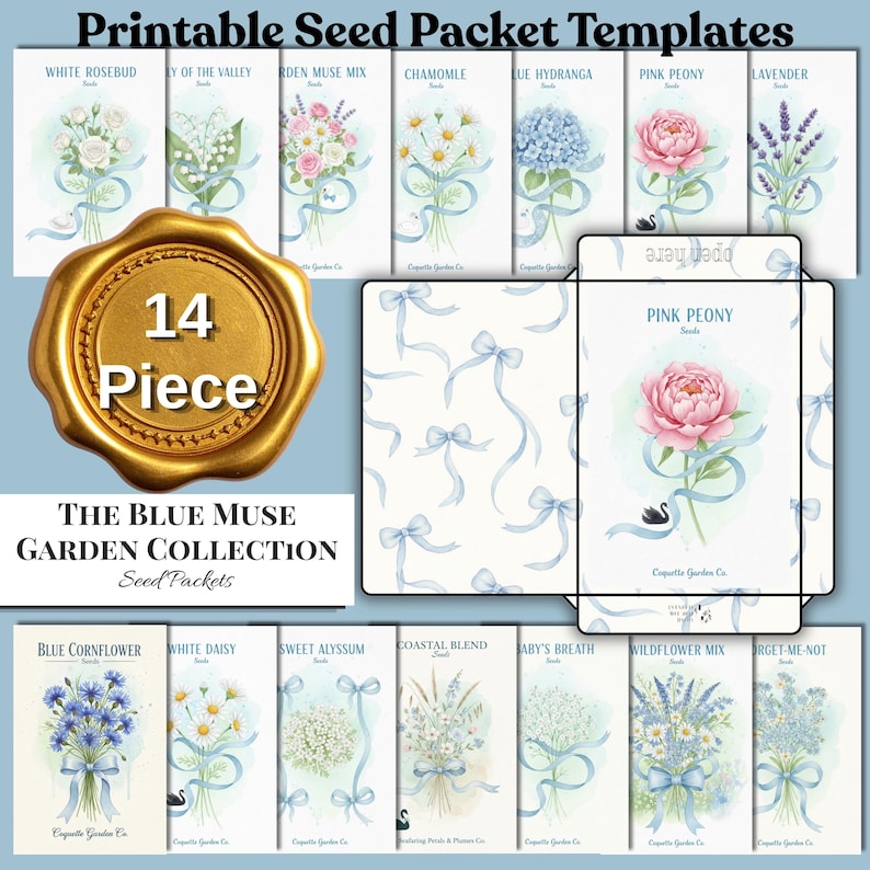 Printable Seed Packet Templates, A4 Seed Envelope DIY Kit, Floral ...