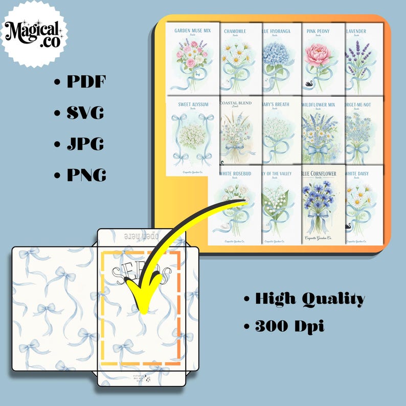 Printable Seed Packet Templates, A4 Seed Envelope DIY Kit, Floral ...