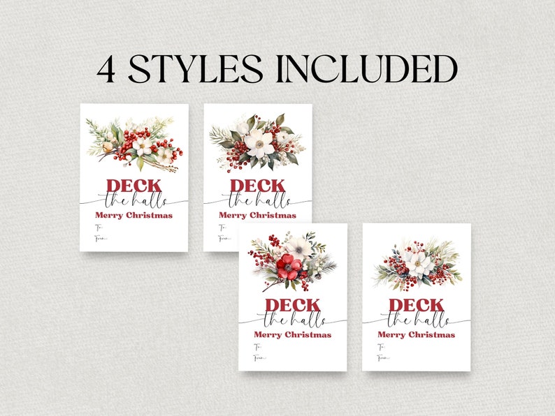 Neighbor Gift Tags Printable, Christmas Bundle, Deck the Halls Playing ...