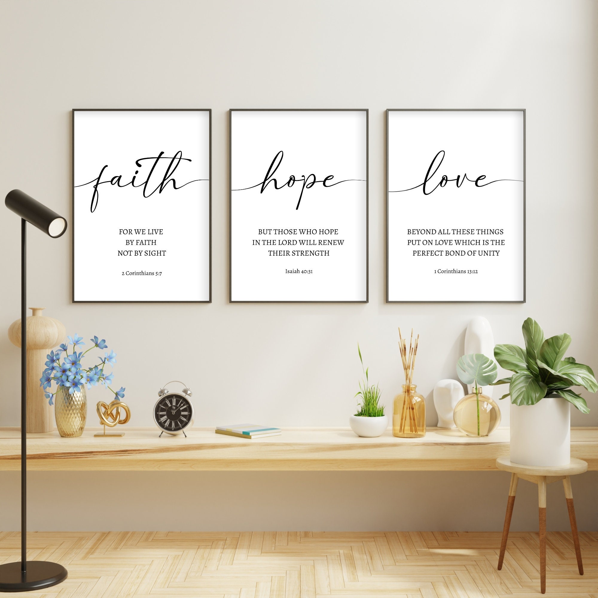 Scripture Printable Wall Art Set of 3 Bible Art Prints Christian Wall ...