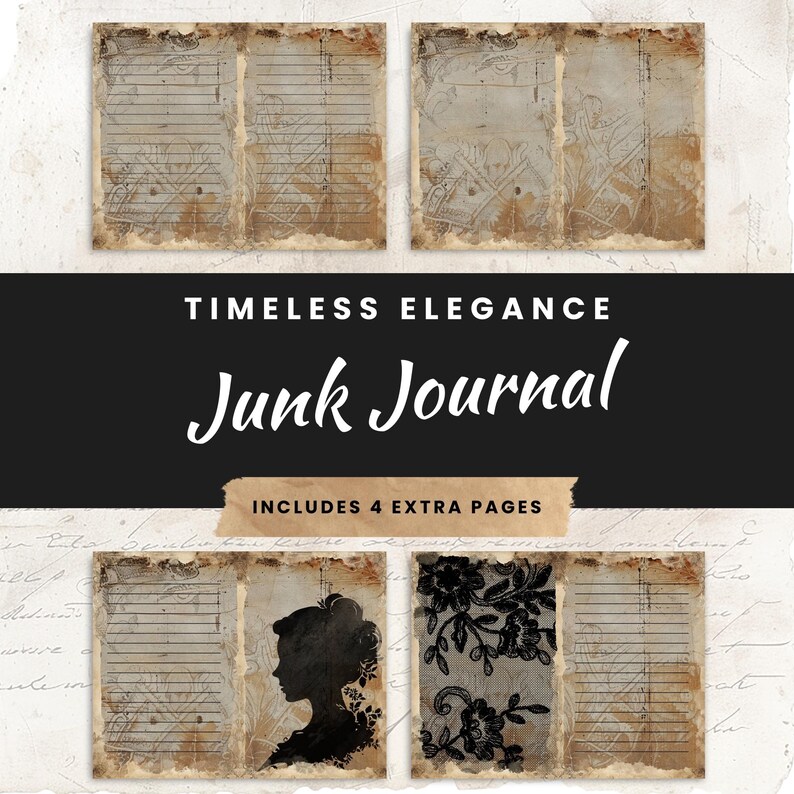 Black Lace Junk Journal Digital Kit, Timeless Elegance 150 Piece ...
