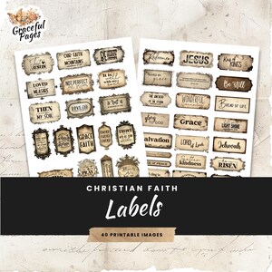 Christian Junk Journal Ephemera: Faith Labels (40 Printable) - Etsy