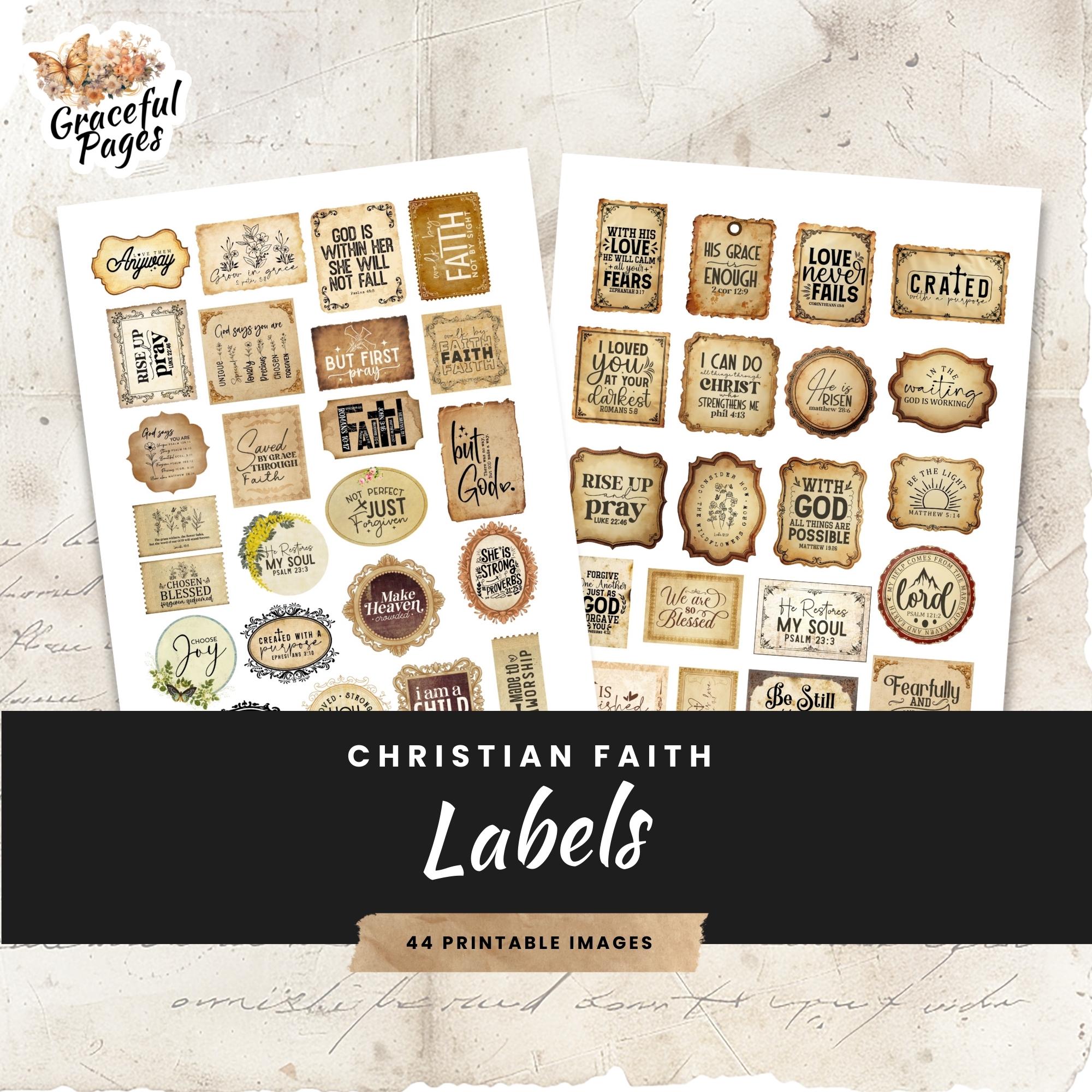 Christian Junk Journal Tags: Faith Ephemera Labels (printable) - Etsy