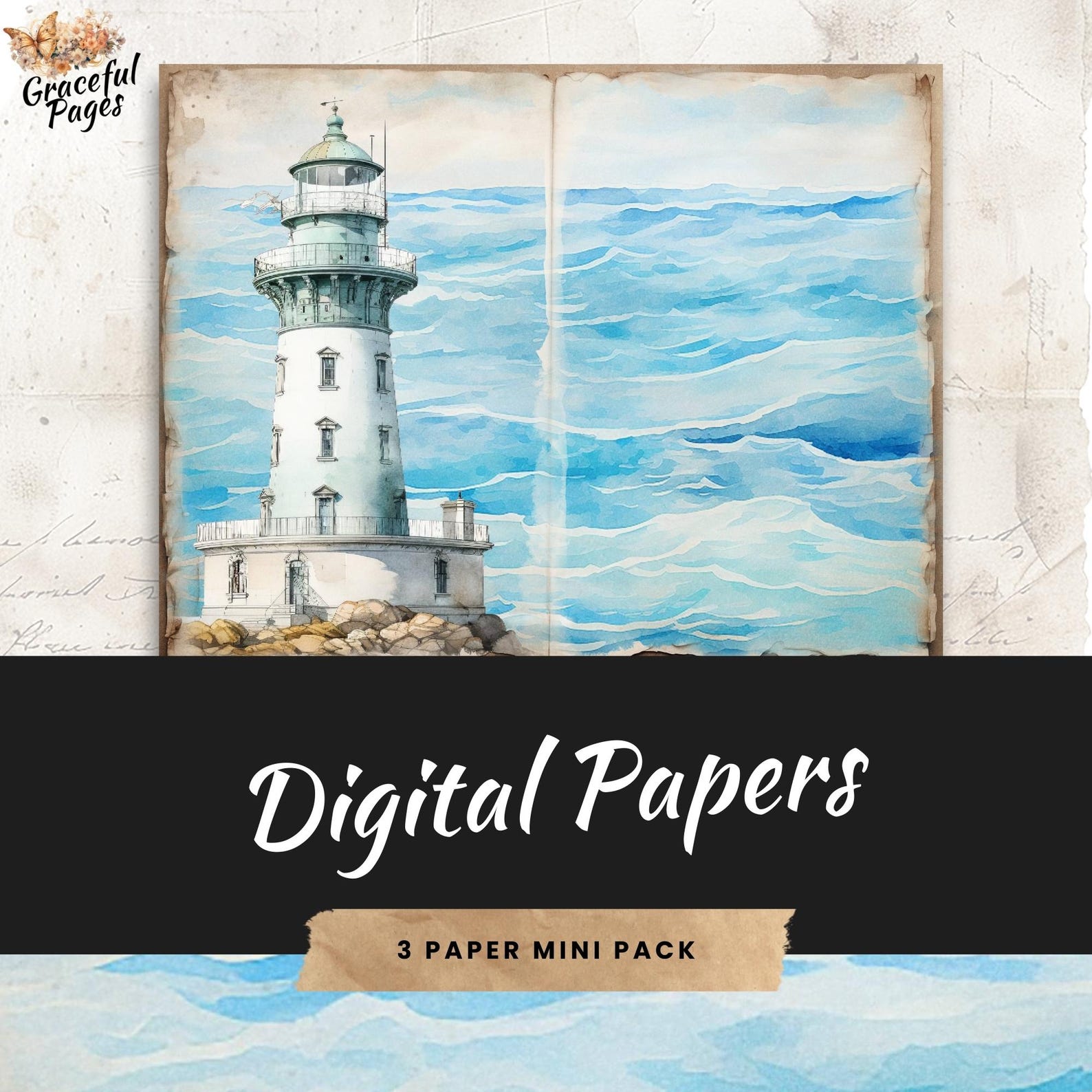 Beach Theme Junk Journal Pages, Lighthouse Kit Digital Papier ...