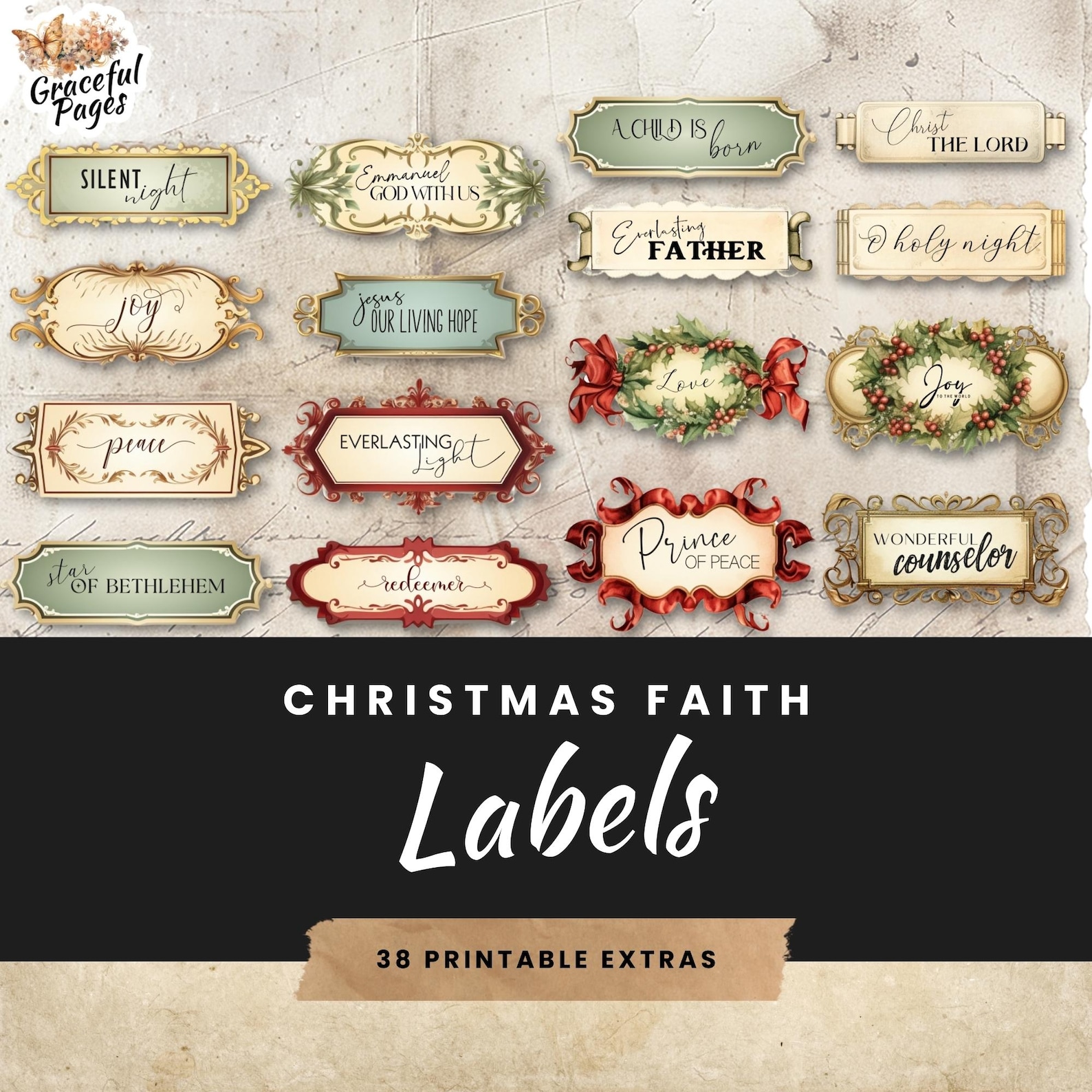 Vintage Christmas Faith Labels: Christian Ephemera (38 Printable) - Etsy