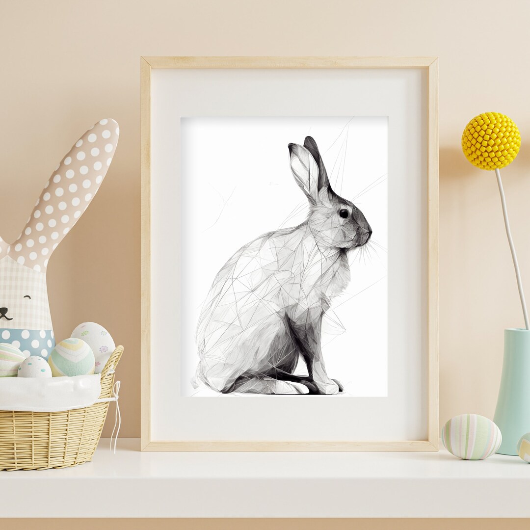 Bunny Easter Print Printable Digital Download Geometric Rabbit Wall Art ...