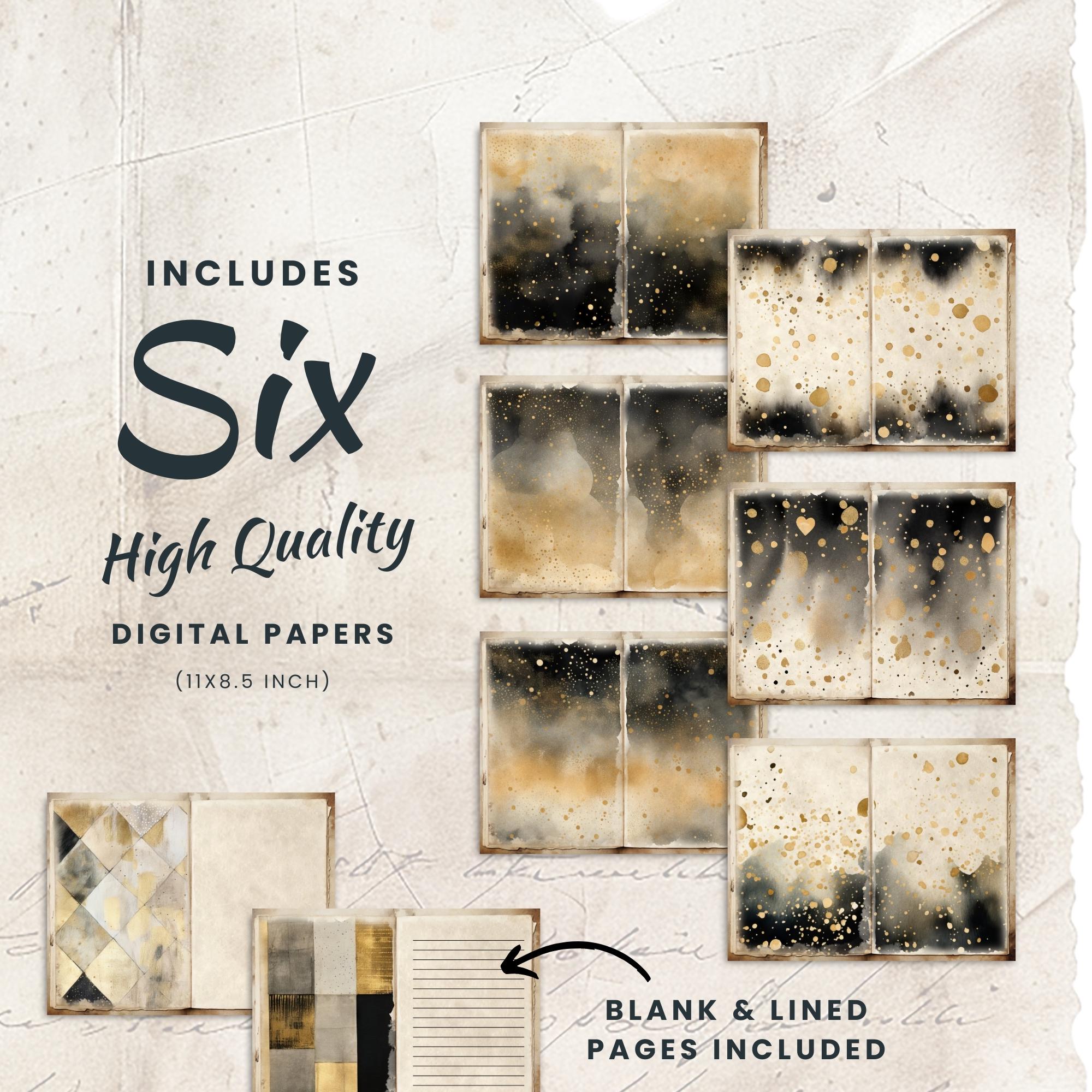 New Years Junk Journal, Black and Gold Digital Scrapbooking, 6 ...