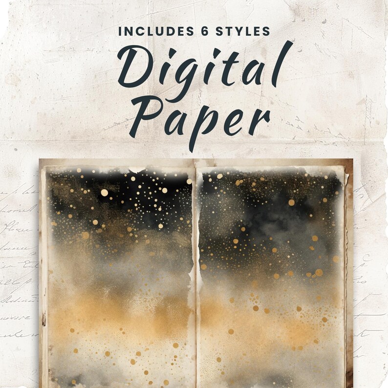New Years Junk Journal, Black and Gold Digital Scrapbooking, 6 ...