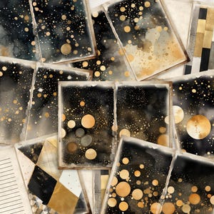 New Years Junk Journal, Black and Gold Digital Scrapbooking, 24 ...