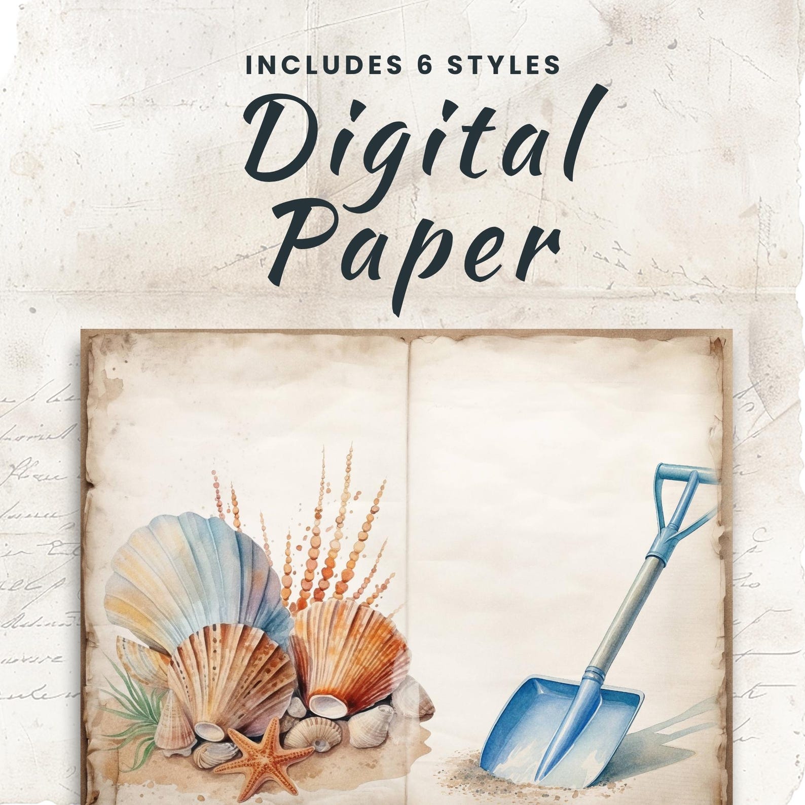 Beach Theme Junk Journal Pages: Shell Kit Scrapbooking (digital ...