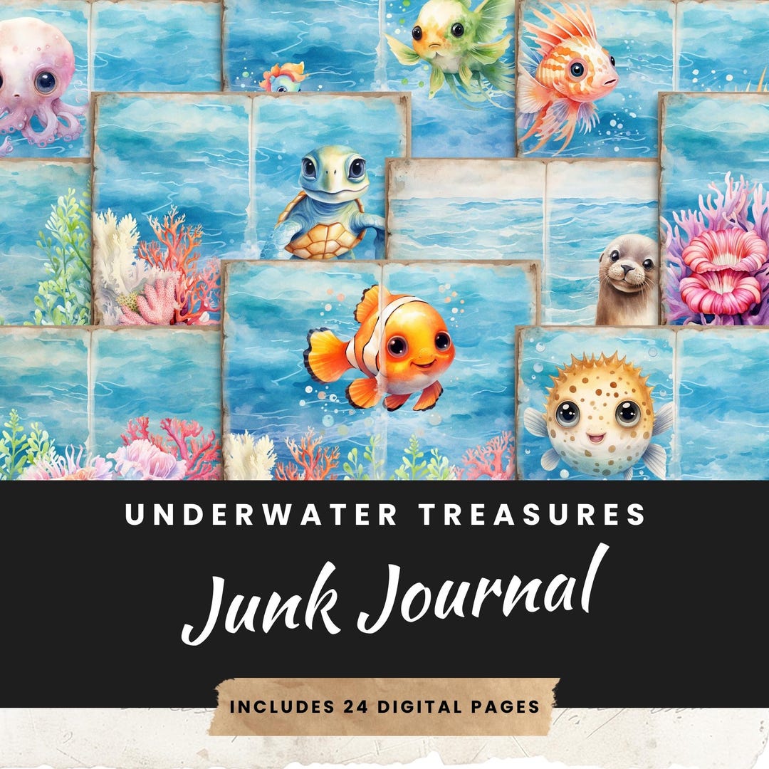 Sea Life Junk Journal Pages: Fish & Coral Printable Paper (digital ...