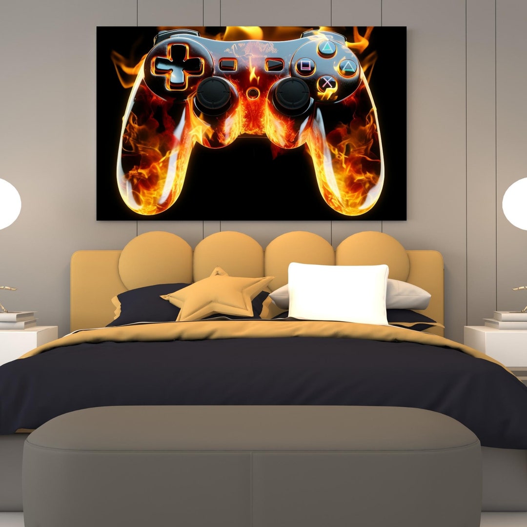 Printable Wall Art Video Games Video Games Decor Gaming Flame Poster ...