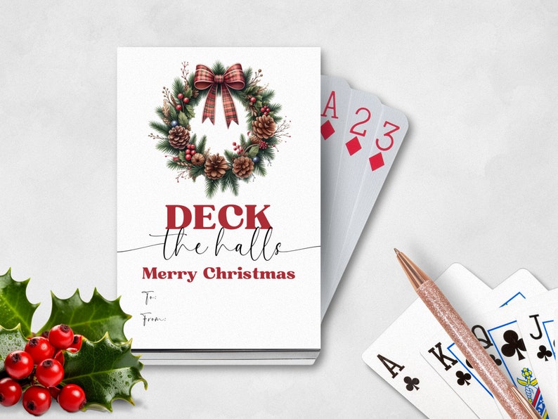 Neighbor Gift Tags Printable, Christmas Bundle, Deck the Halls Playing ...