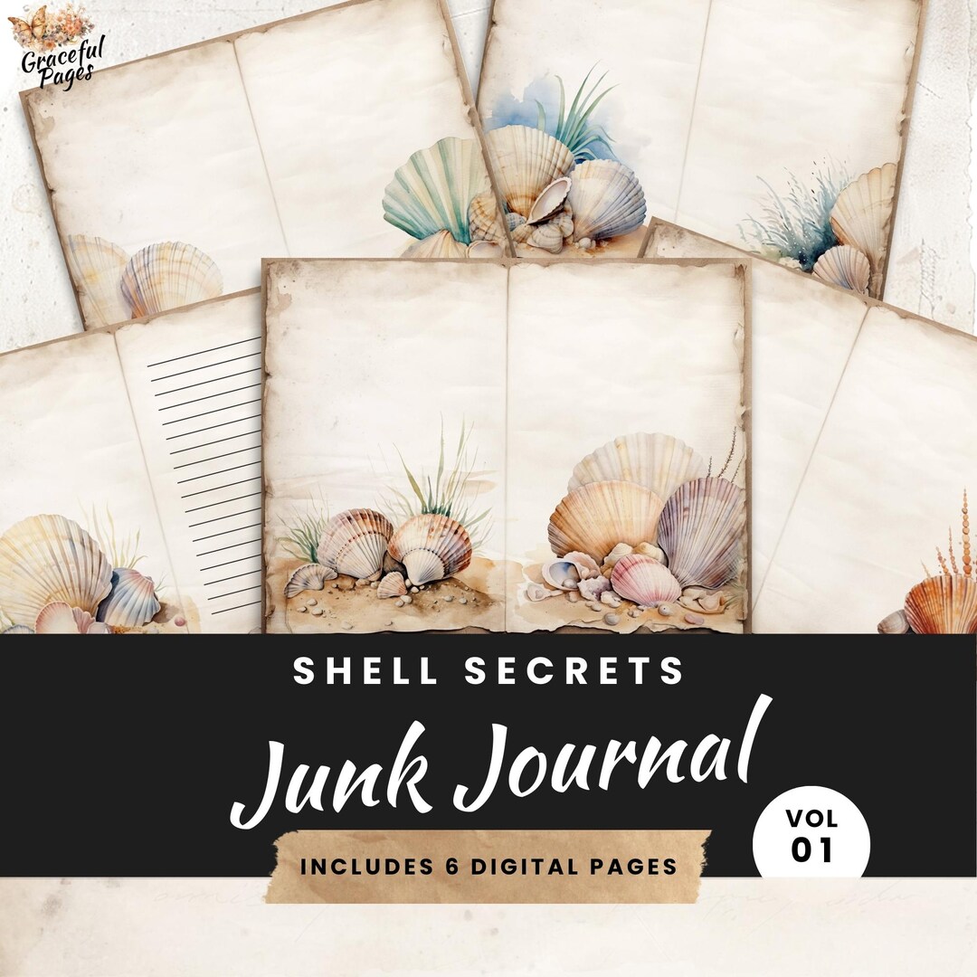 Beach Shell Junk Journal Pages: Summer Scrapbooking Paper (digital ...