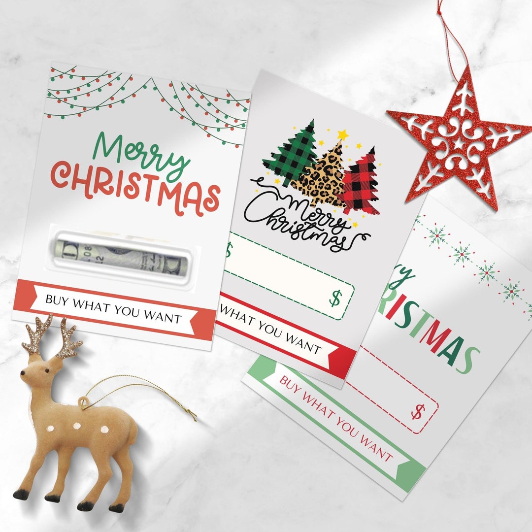 Christmas Money Cards Printable Print and Cut PNG & PDF - Etsy