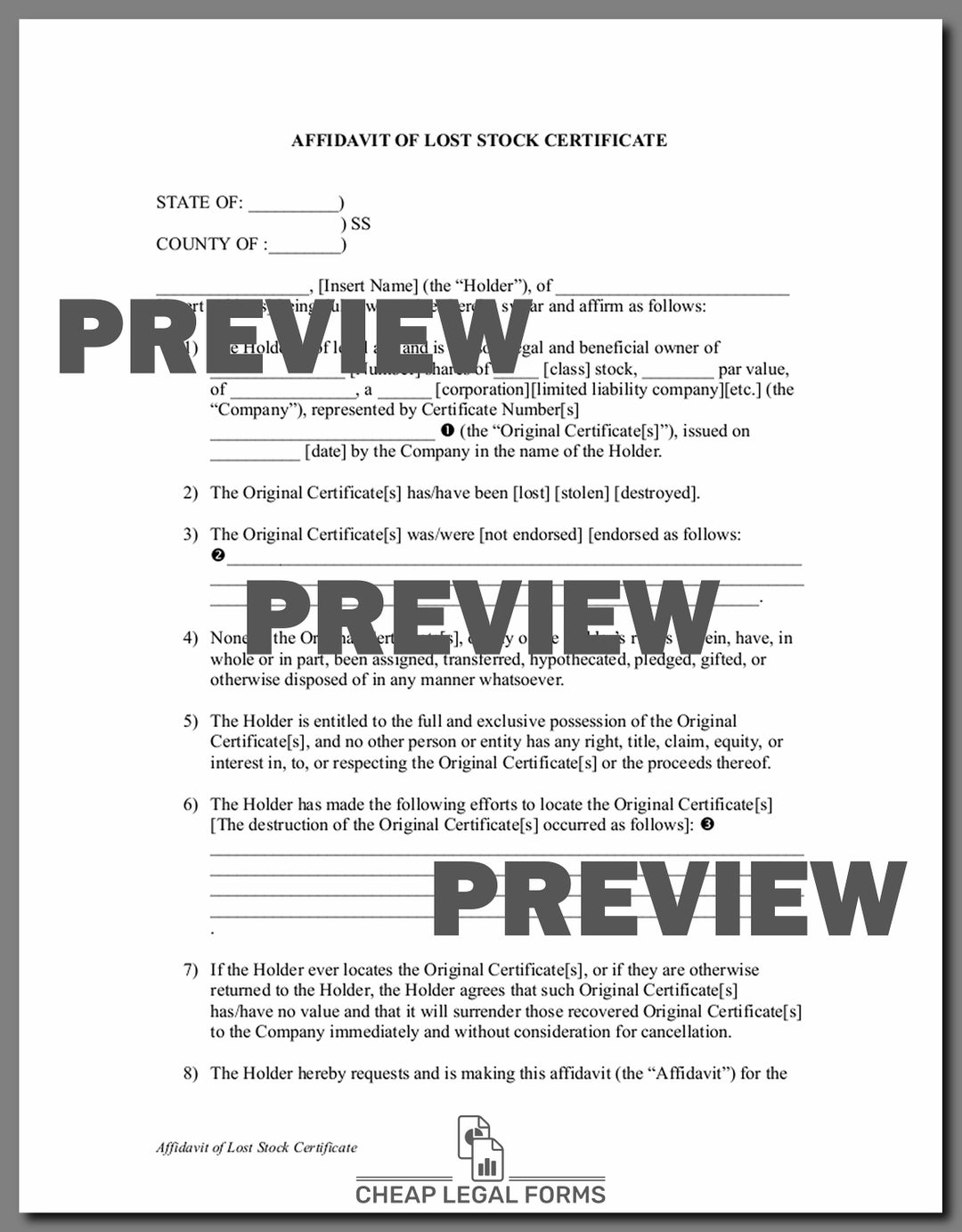 Affidavit of Lost Stock Certificate - Etsy