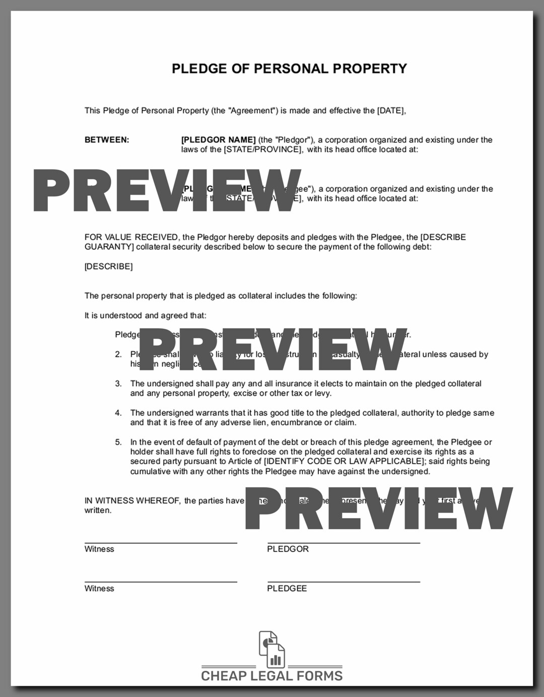 Pledge of Personal Property - Etsy