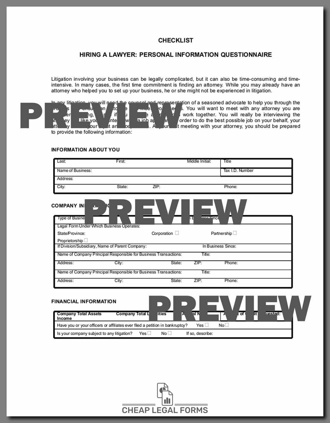 Checklist, Questionnaire for Hiring a Lawyer - Etsy Canada