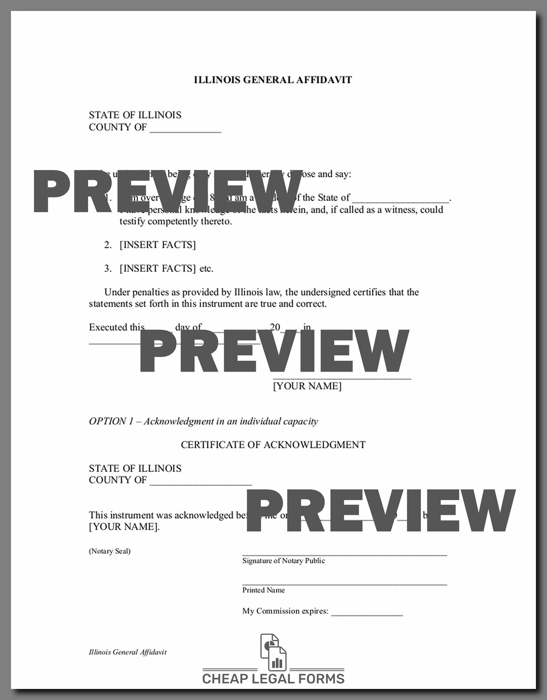 Illinois General Affidavit - Etsy