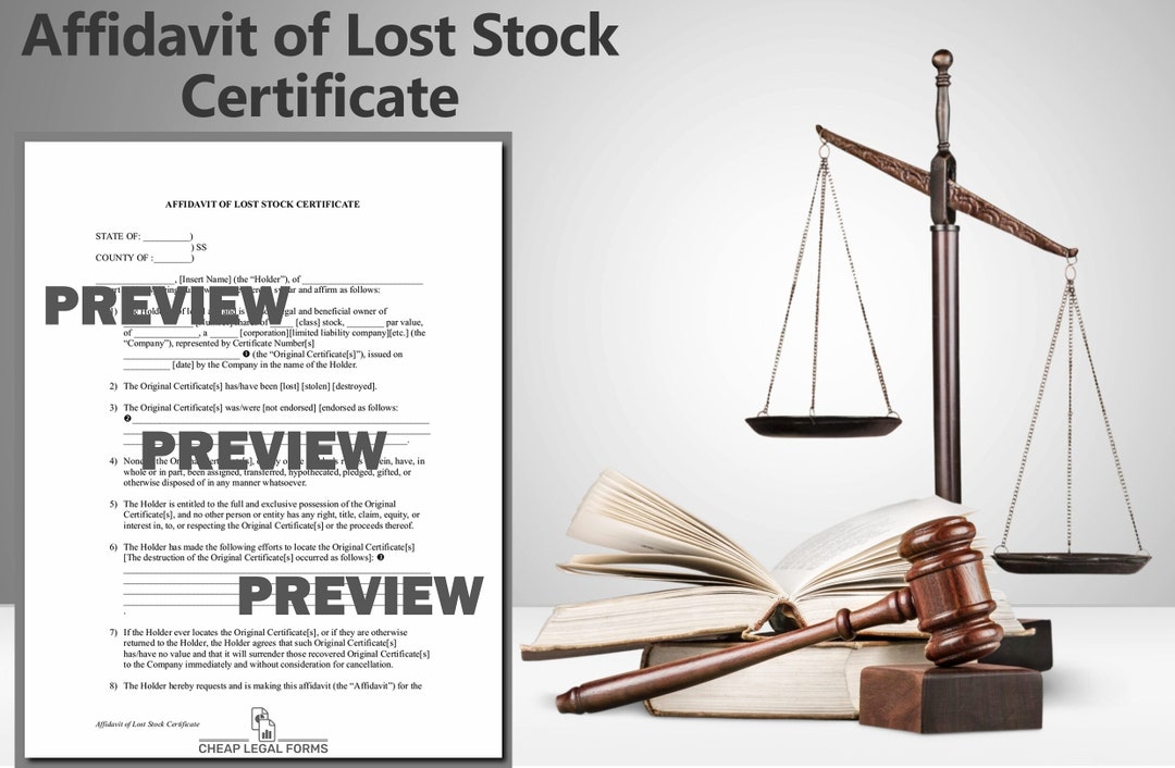 Affidavit of Lost Stock Certificate - Etsy