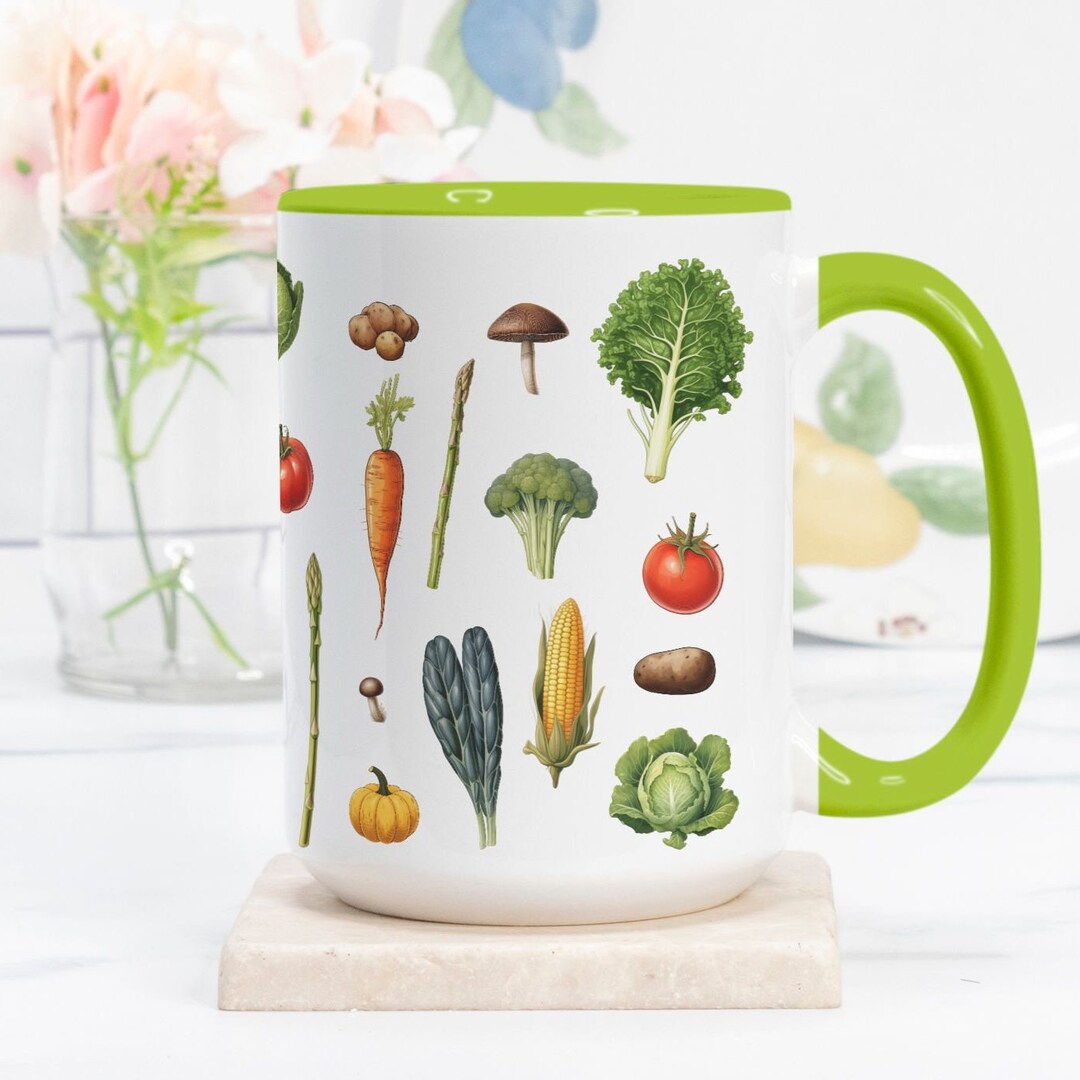 Cottagecore Mixed Vegetables Mug, Kitchen Mug, Positive Mindset Mug ...