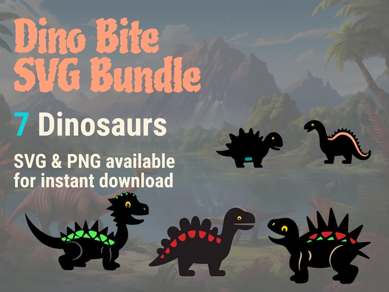 Dinosaur SVG Clipart Bundle | Cricut Silhouette Files, Cute Jurassic ...
