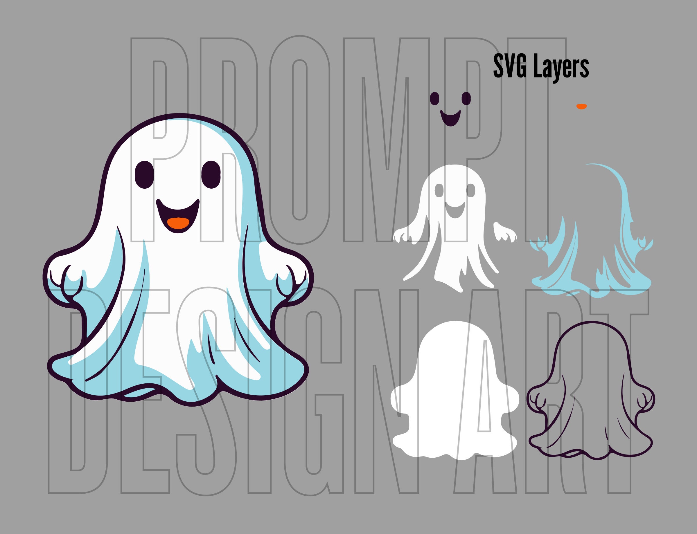 Friendly Ghost SVG Clipart, Cute Halloween Ghost Clipart, Ghost Cut ...