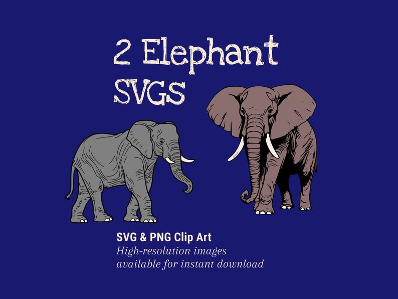 Elephant Clipart Pack | Elephant SVG, Downloadable Svg + Png, Great for ...