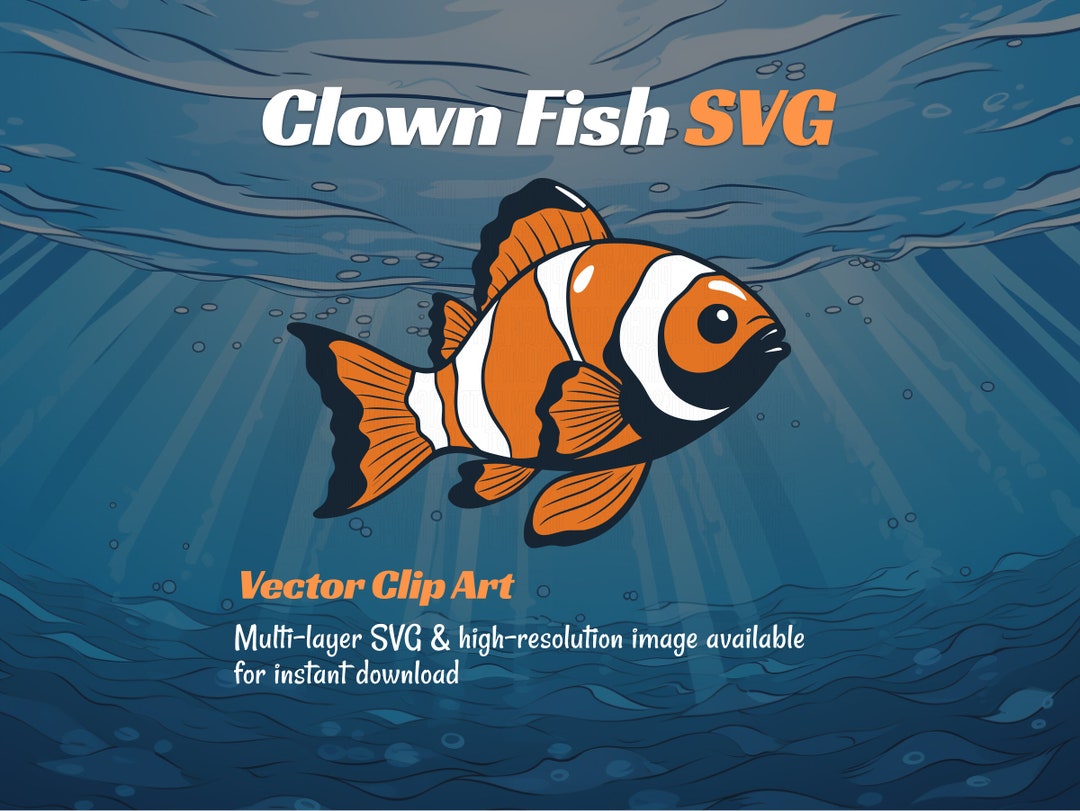 Clownfish Clipart, Clown Fish SVG, Instant Digital Download SVG & PNG ...