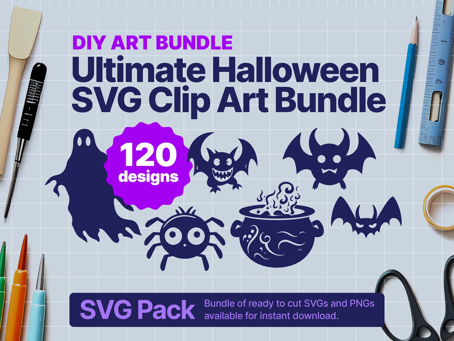Ultimate Halloween SVG Clip Art Bundle, Silhouette SVG Bundle, Cut ...