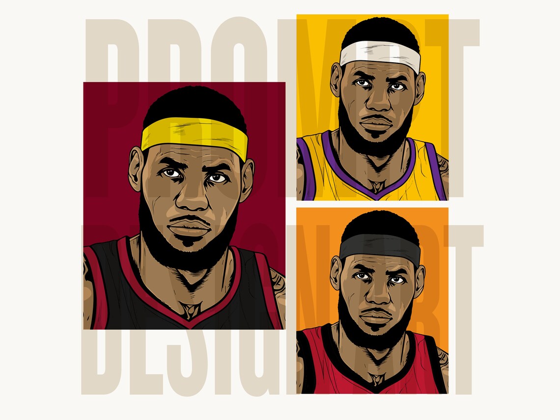 Lebron James Portrait SVG Clip Art - Instant Download - Basketball Fan ...