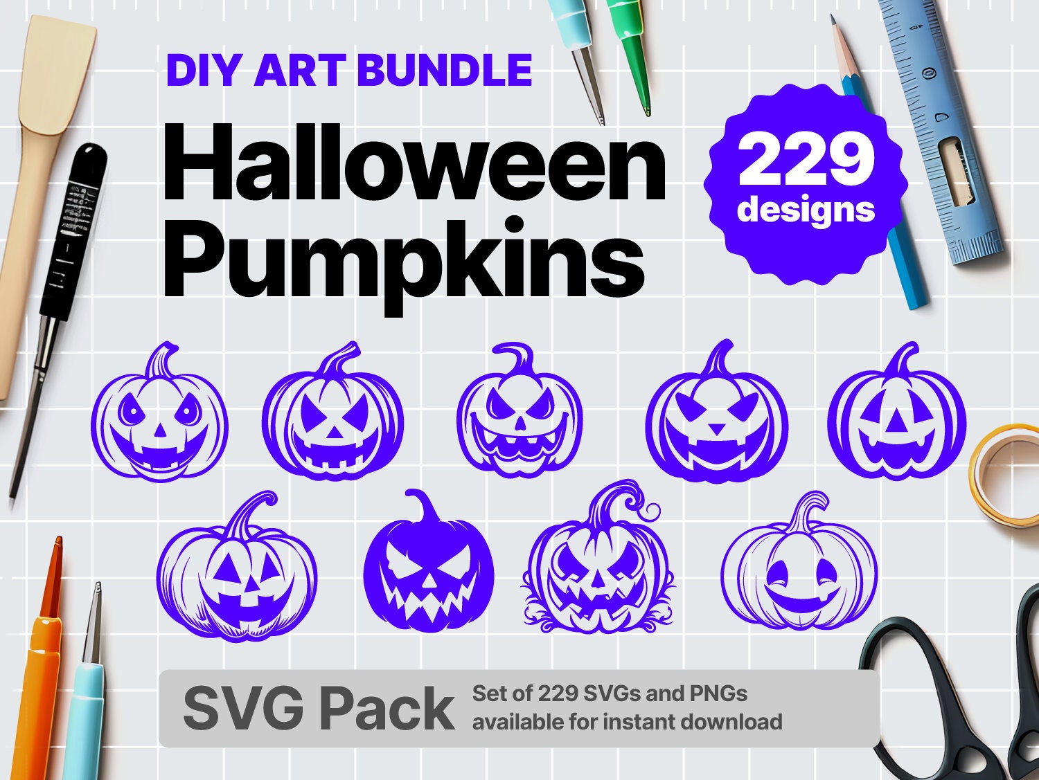 229 Jack-o-lantern SVG Bundle, Halloween Pumpkins, Halloween Cricut ...