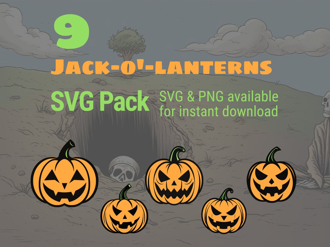 9 Jack-o-lantern SVG Clip Art Bundle | Halloween Pumpkin SVG, Cricut ...