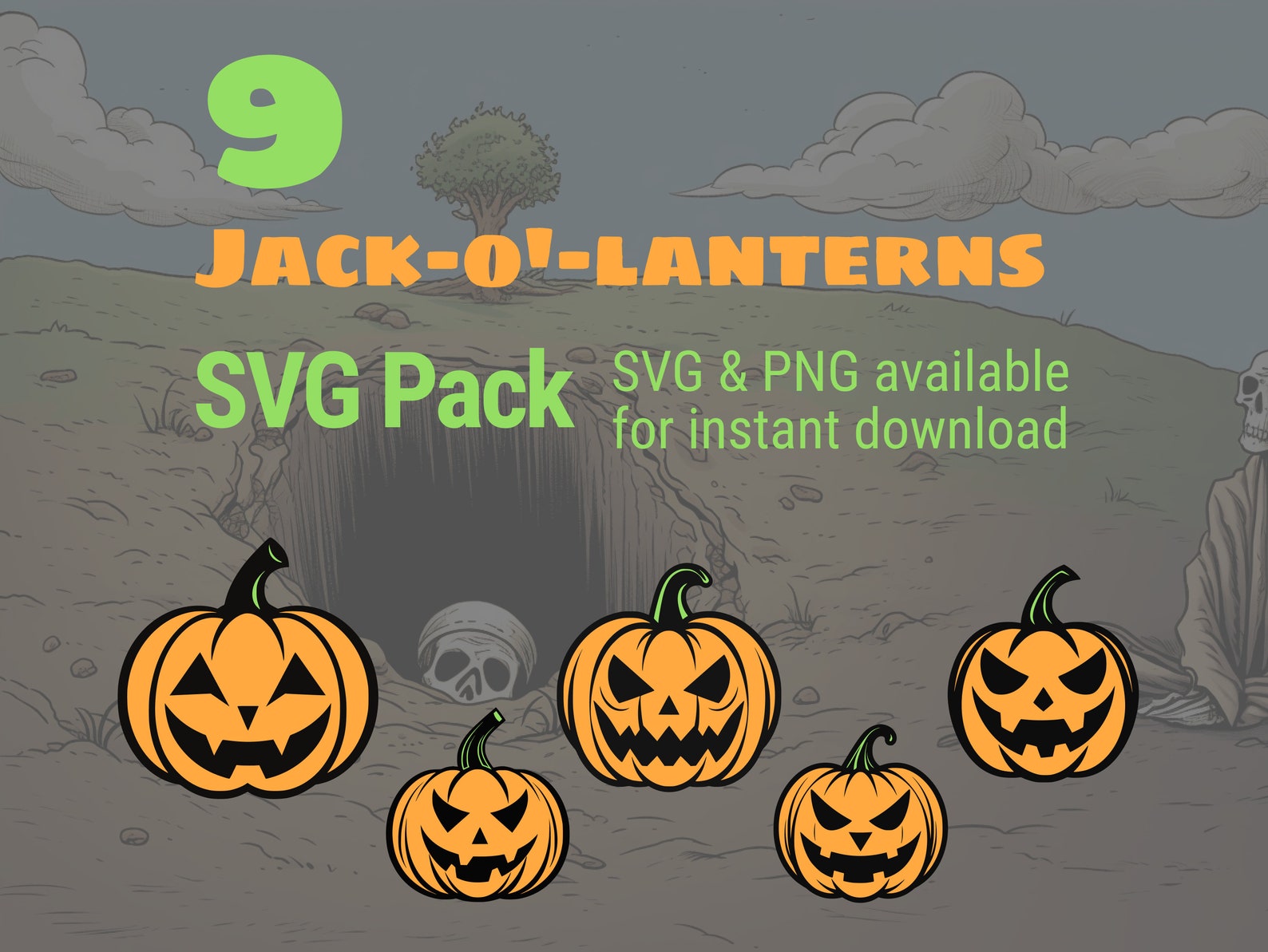 9 Jack-o-lantern SVG Clip Art Bundle | Halloween Pumpkin SVG, Cricut ...