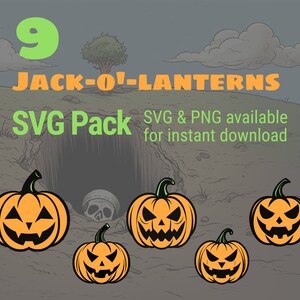 9 Jack-o-lantern SVG Clip Art Bundle | Halloween Pumpkin SVG, Cricut ...