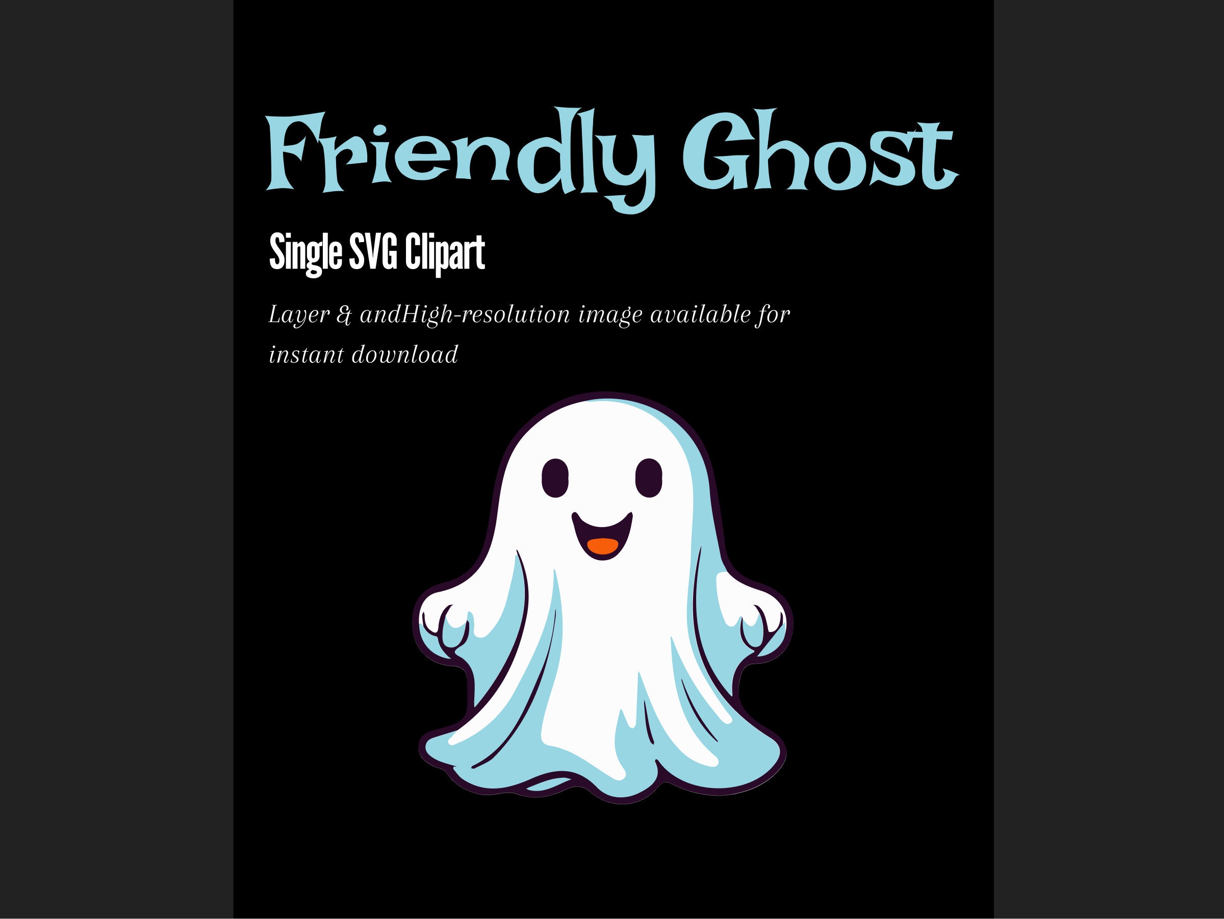 Friendly Ghost SVG Clipart, Cute Halloween Ghost Clipart, Ghost Cut ...
