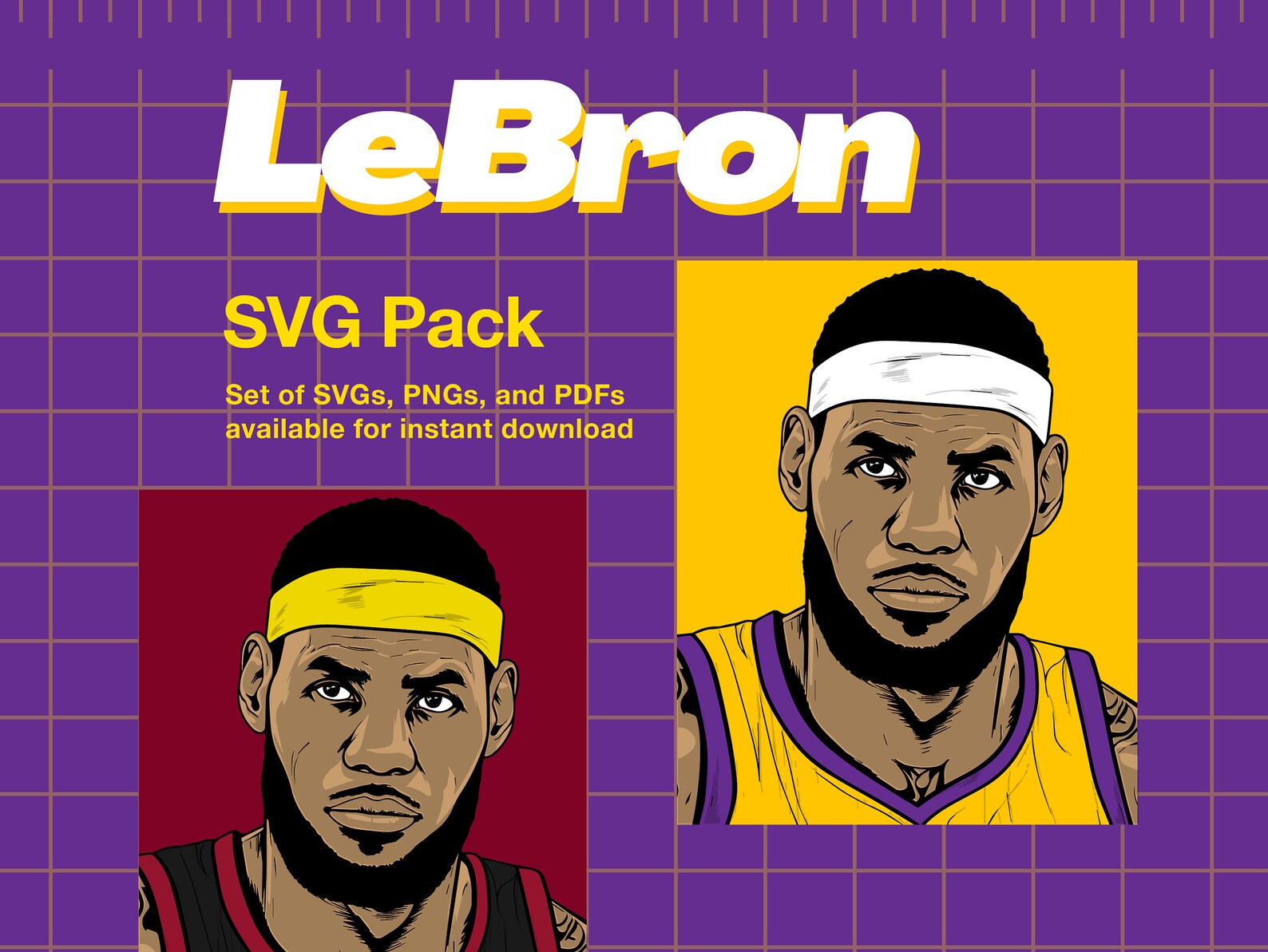Lebron James Portrait SVG Clip Art - Instant Download - Basketball Fan ...