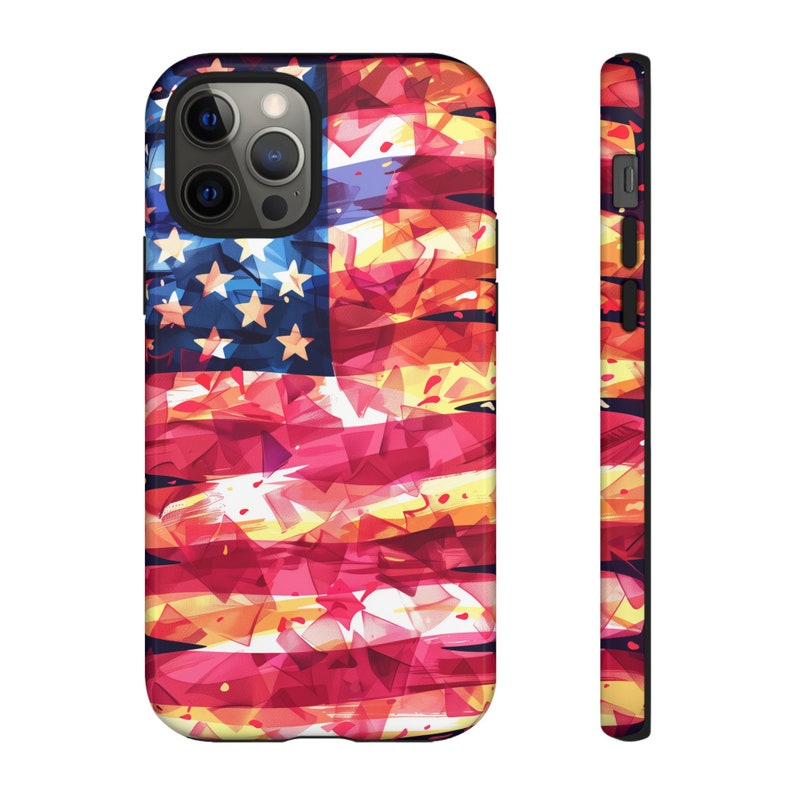 American Flag Abstract Art Tough Phone Case for Iphone, Samsung, and ...