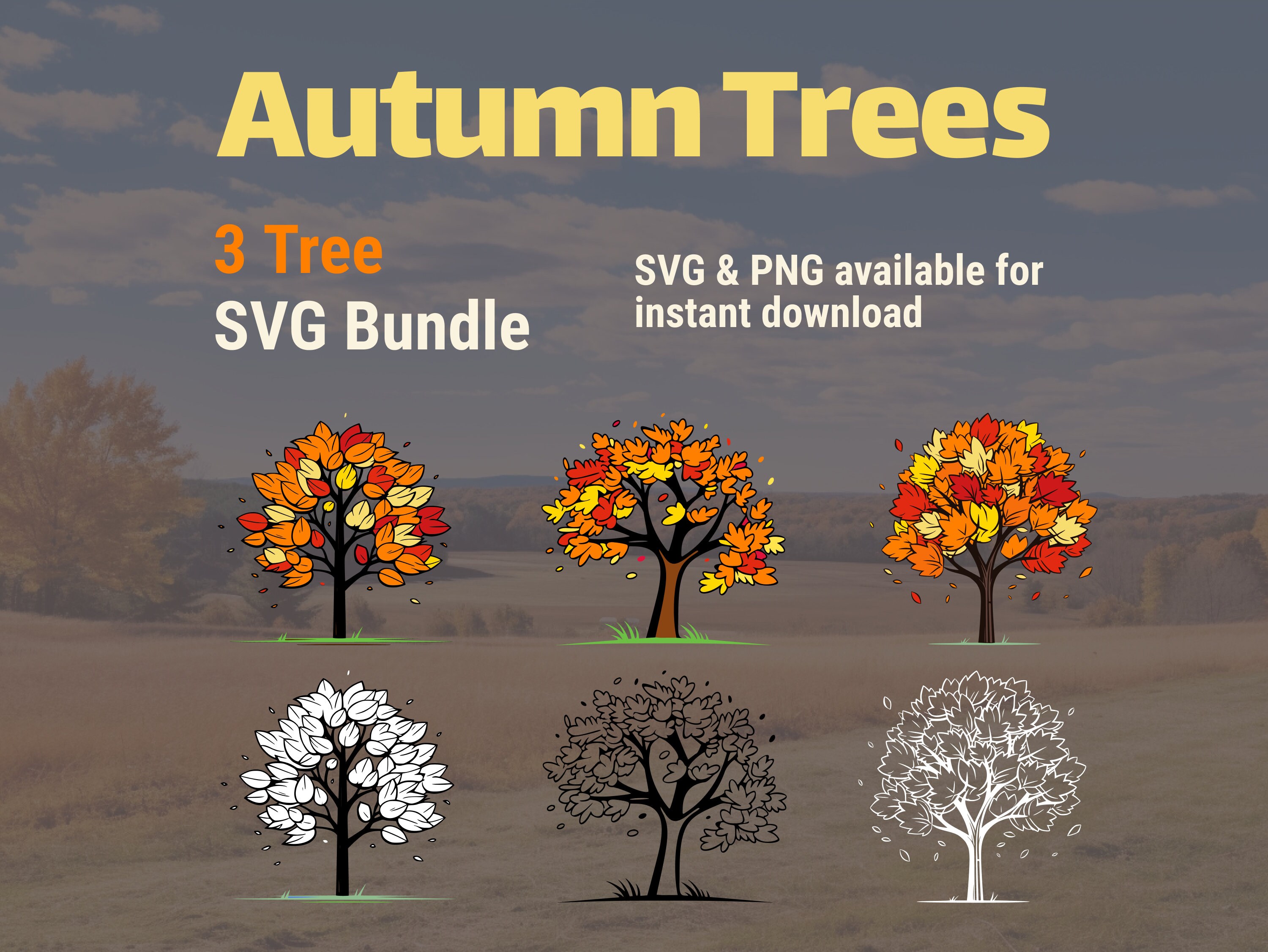 Autumn Tree SVG Bundle, Fall Tree SVG Pack, Tree Cut Files for Cricut ...