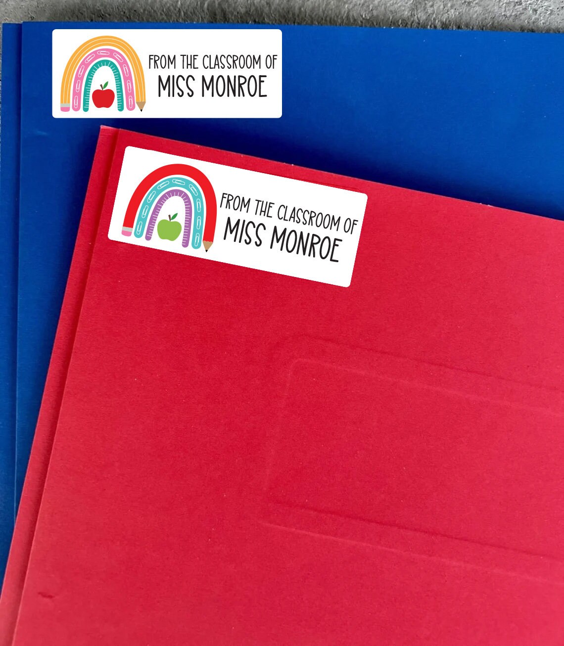 Teacher Labels, Custom Teacher Name Stickers, Rainbow Labels for ...