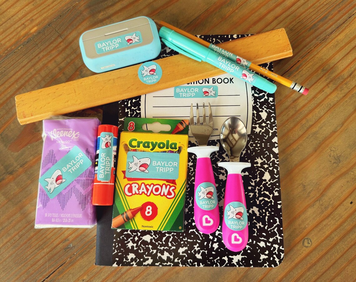 Custom School Supply Labels in Variety of Sizes | Waterproof Vinyl Name ...