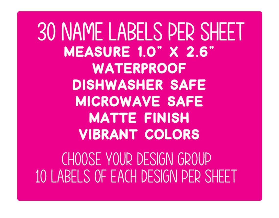 Daycare Labels, Unicorn, Dishwasher Safe Labels, Personalized Name ...