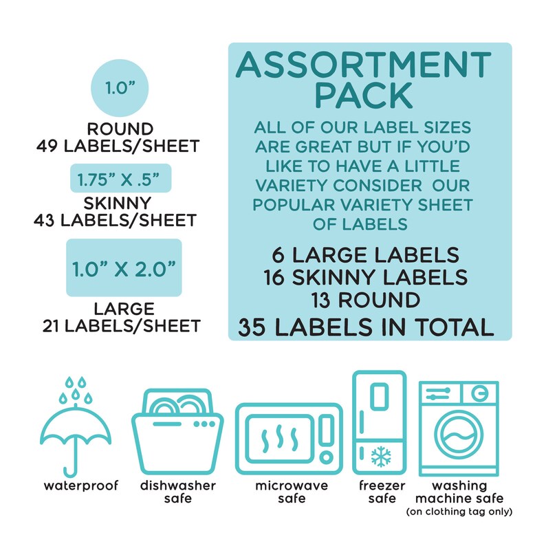 Custom School Supply Labels in Variety of Sizes Waterproof Vinyl Name ...
