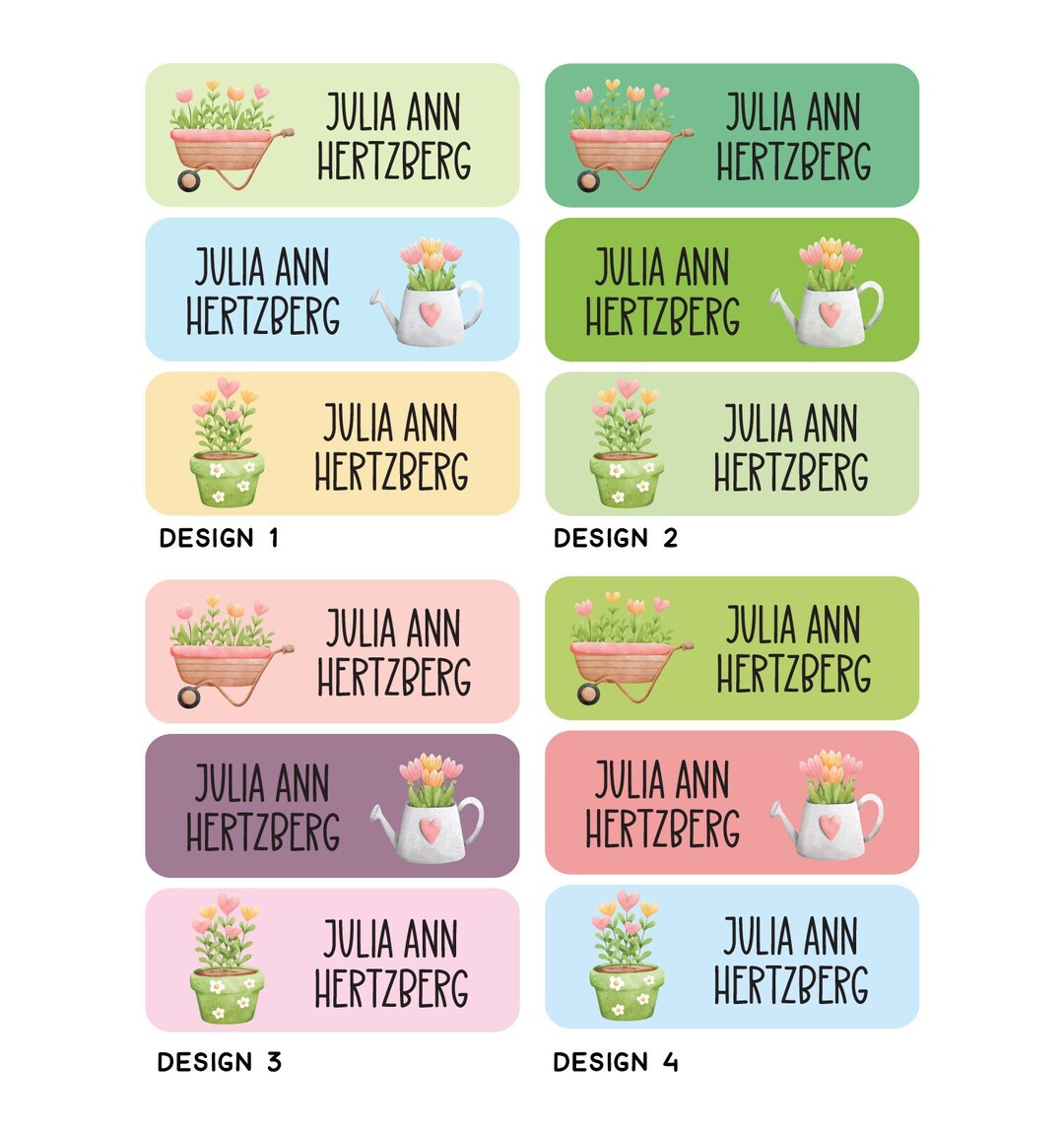 Flower Daycare Labels, Personalized School Supply Name Stickers ...