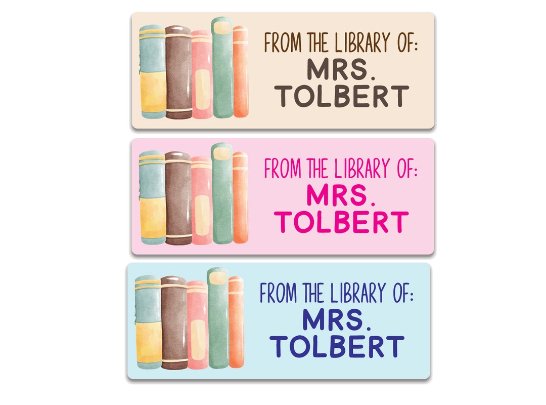 Custom Teacher Book Labels, 30 Personalized Waterproof Stickers for ...