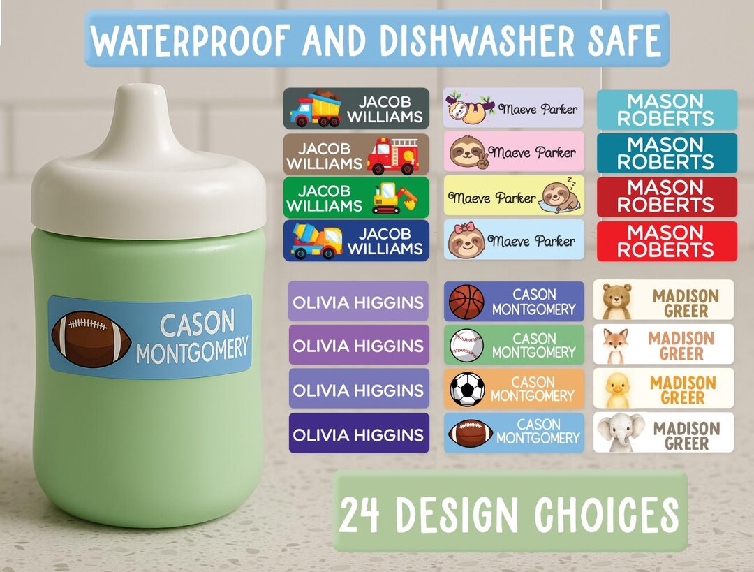 Daycare Name Labels for Kids | Waterproof Dishwasher Safe Labels ...
